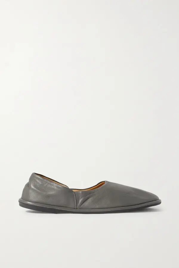 THE ROW Canal Glossed-leather Ballet Flats
