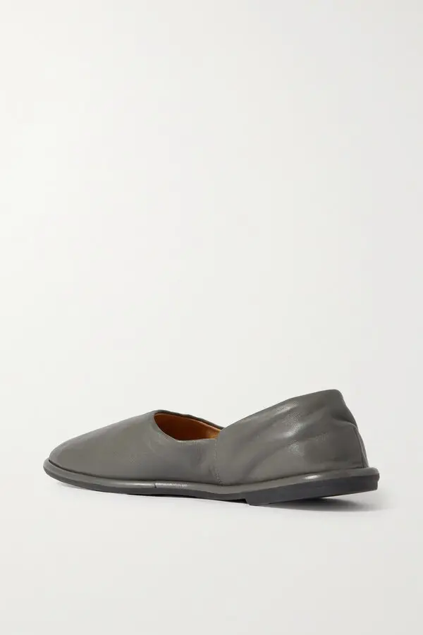 THE ROW Canal Glossed-leather Ballet Flats