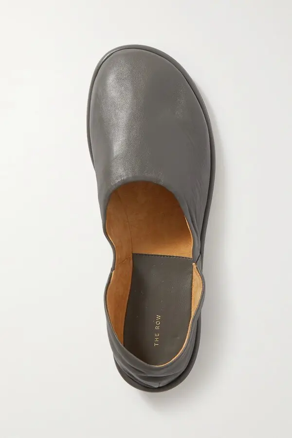 THE ROW Canal Glossed-leather Ballet Flats