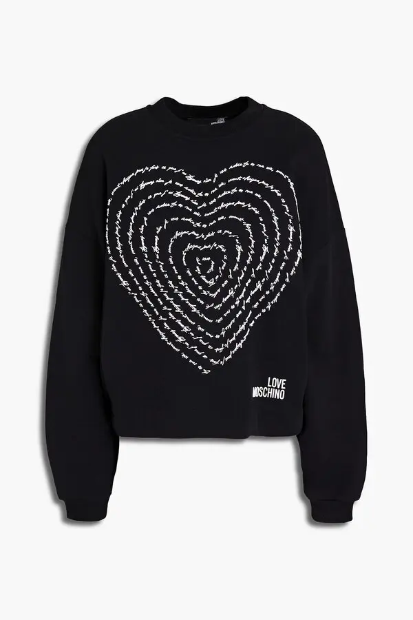 Moschino Printed French Cotton-terry Sweatshirt - Black