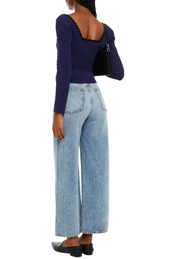 Sandro Velvet-trimmed Ponte Top