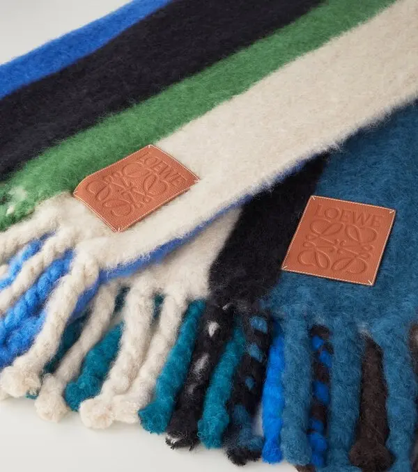 Loewe Anagram Striped Mohair And Wool Blanket