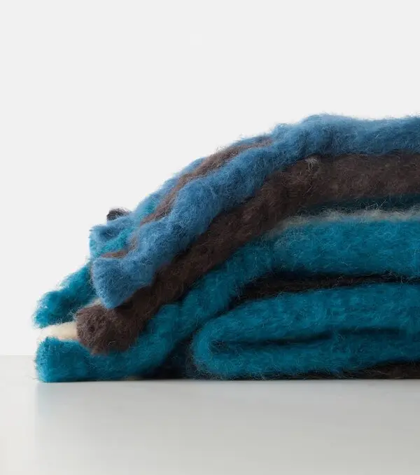 Loewe Anagram Striped Mohair And Wool Blanket