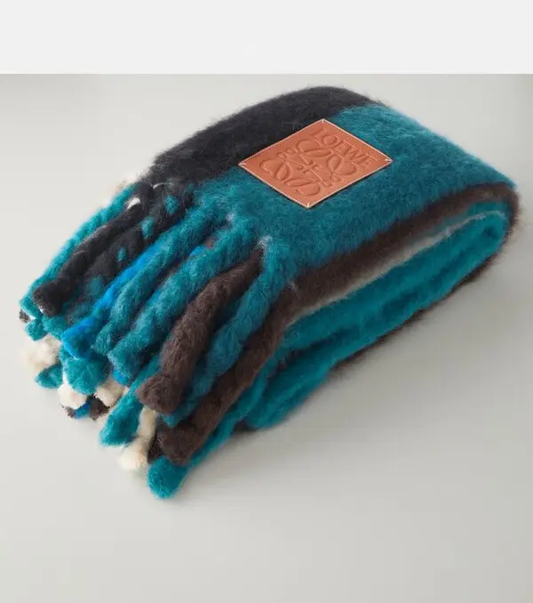 Loewe Anagram Striped Mohair And Wool Blanket