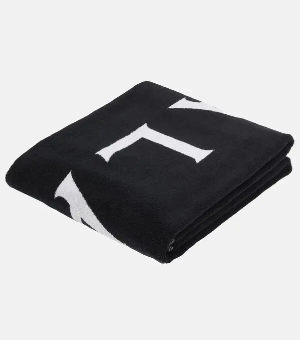 Alaïa Logo Jacquard Cotton Beach Towel - Black
