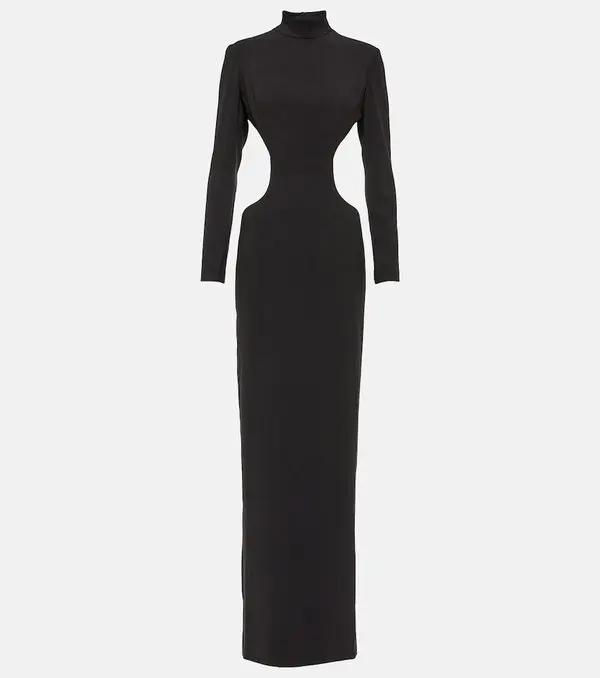 MONOT Cutout Crêpe Gown - Black