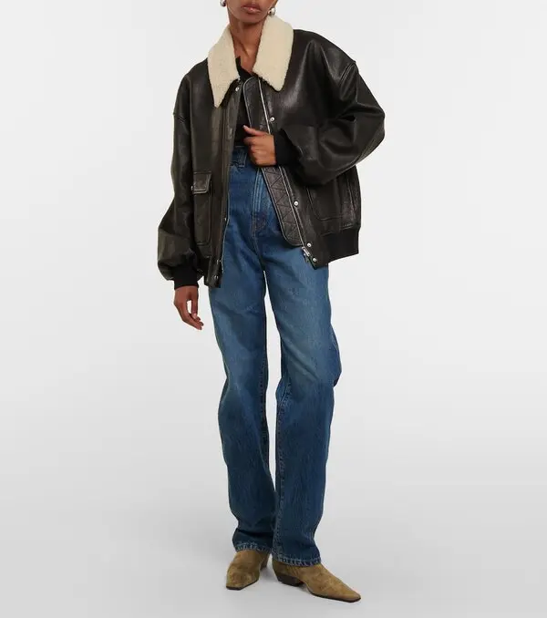 Khaite Shearling-trimmed Leather Jacket - Black