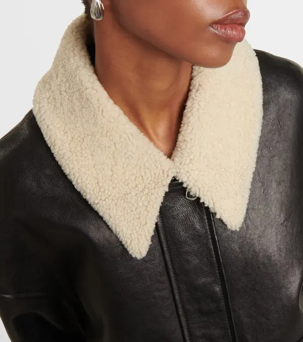 Khaite Shearling-trimmed Leather Jacket - Black
