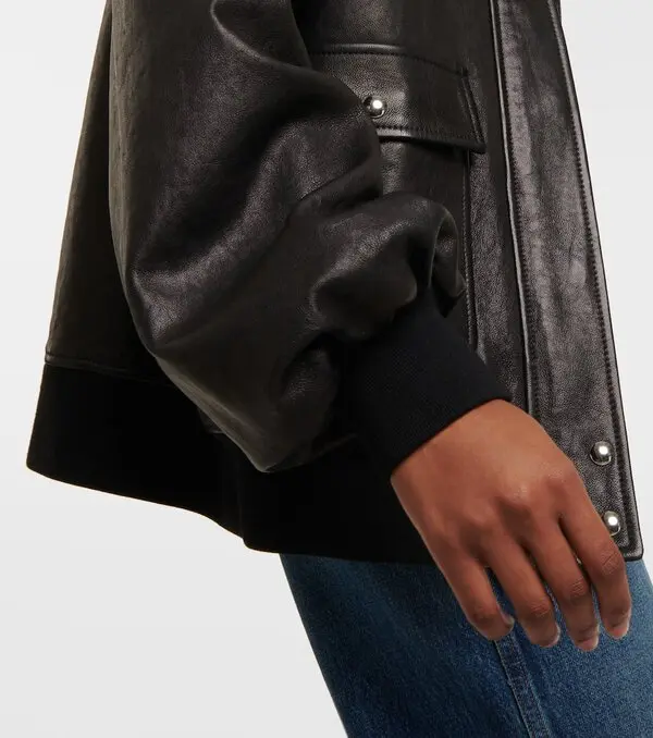 Khaite Shearling-trimmed Leather Jacket - Black