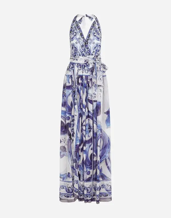 Dolce & Gabbana Long Sleeveless Majolica Dress - Multicolor