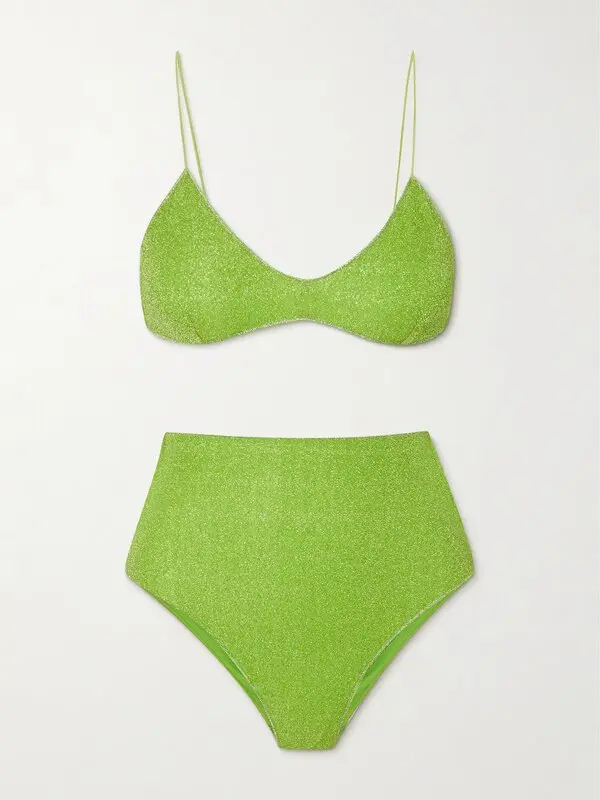 Oseree Lumière Metallic Triangle Bikini - Green