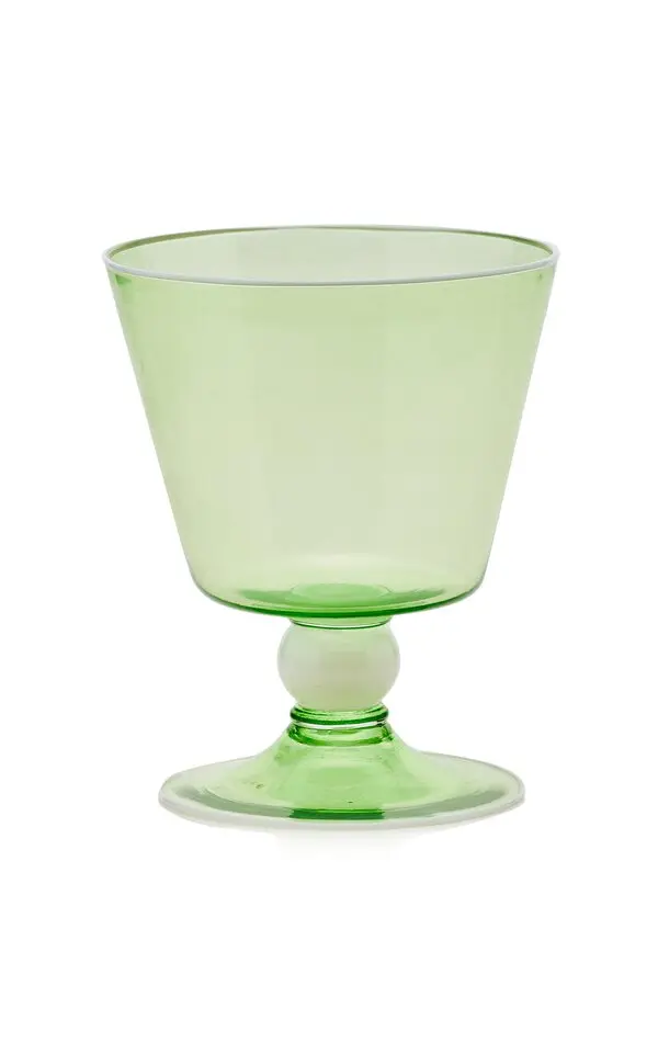 MODA DOMUS Footed Water Glass - Green
