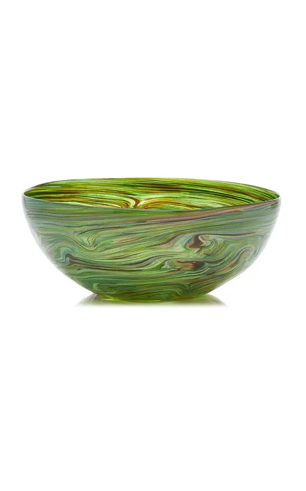 MODA DOMUS Calcedonio Glass Salad Bowl - Green