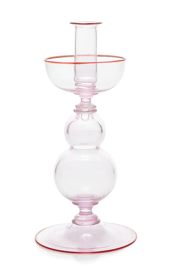 MODA DOMUS Riviera Short Glass Candle Holder - Pink
