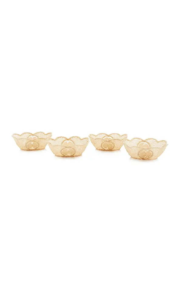 MODA DOMUS Set-of-4 Small Oval Wicker Bowls - Neutral