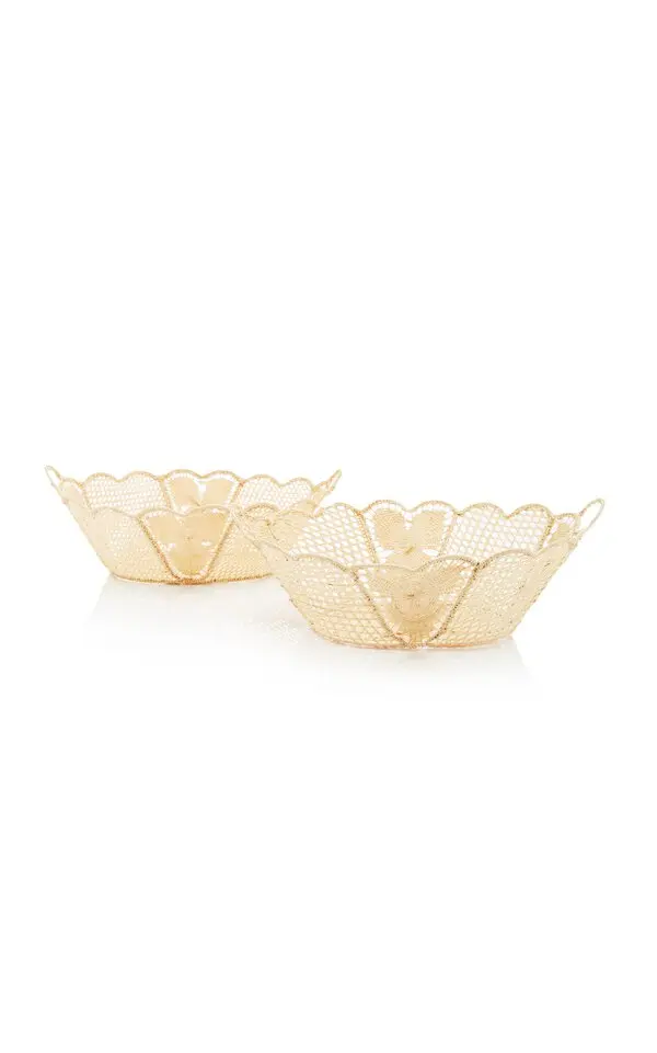 MODA DOMUS Set-of-2 Large Oval Raffia Bowls - Neutral