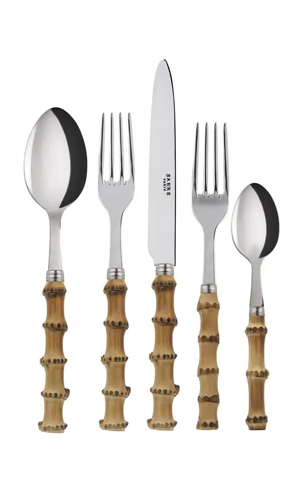 SABRE Panda Bamboo Five-piece Silverware Set - Brown