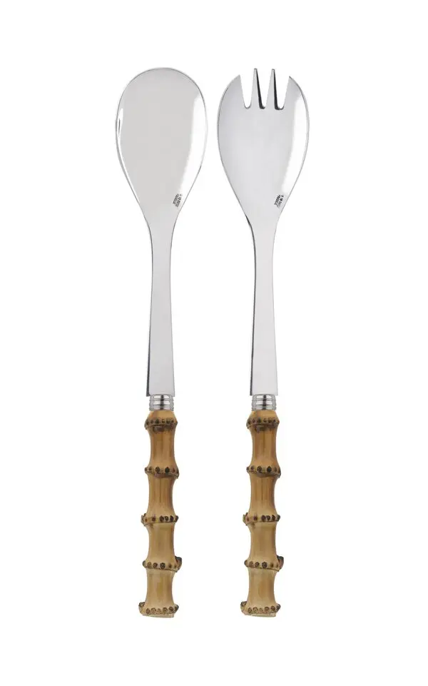 SABRE Panda Bamboo Two-piece Salad Set - Brown