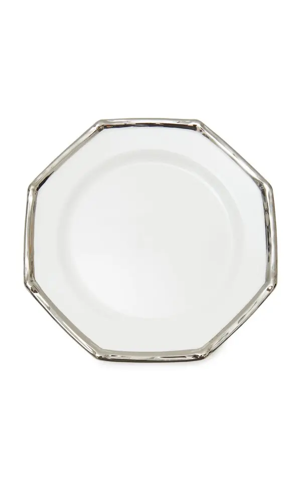 ESTE CERAMICHE FOR MODA DOMUS Set-of-four Bamboo-trimmed Ceramic Dinner Plates - Silver