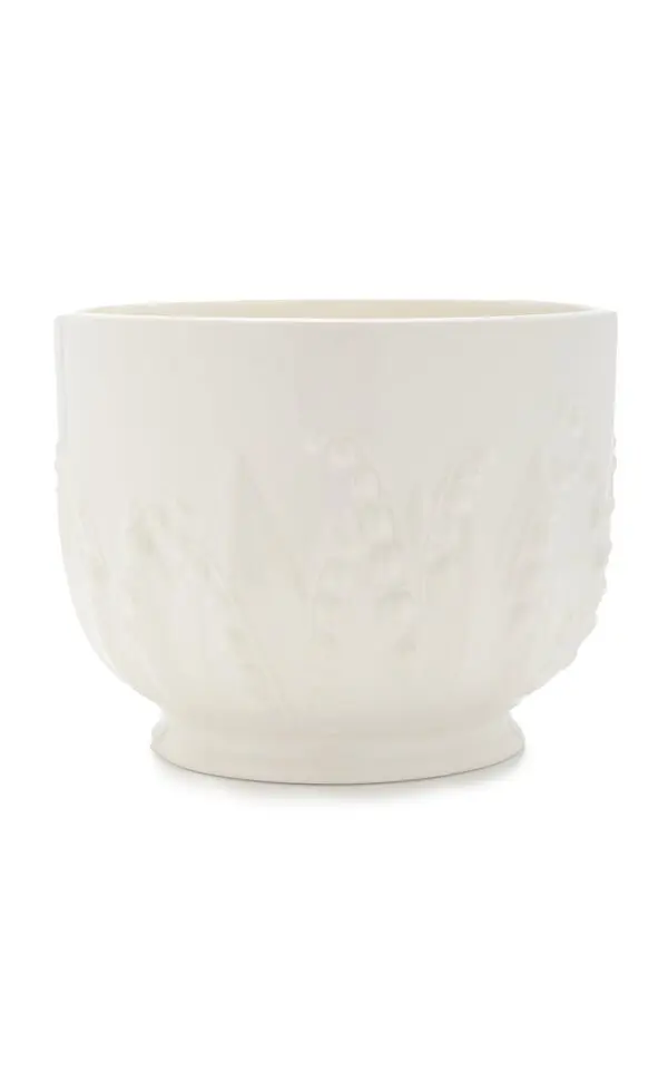 MODA DOMUS Lily Of The Valley Large Ceramic Cachepot - White
