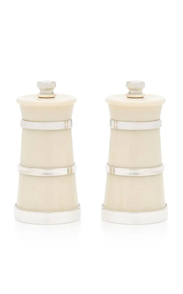 MODA DOMUS Silver Salt And Pepper Grinder Set - Ivory