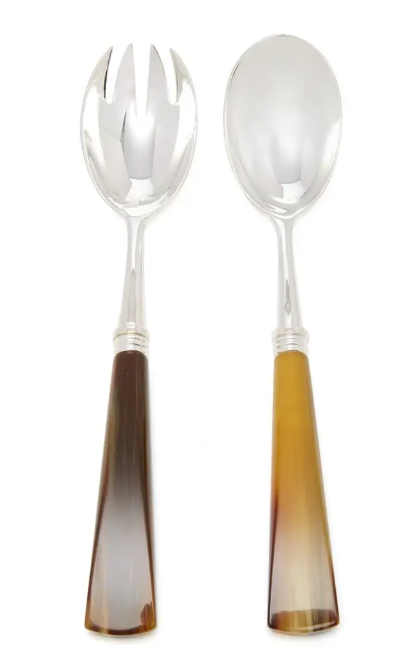 ALAIN SAINT-JOANIS Tonia Silver-plated Horn Salad Set - Brown