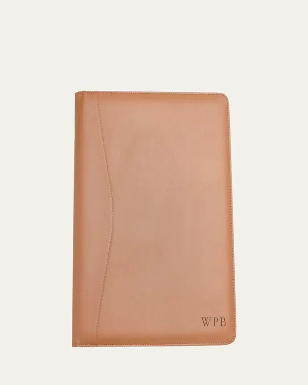 ROYCE NEW YORK Executive Leather Writing Portfolio, Personalized - Light Tan
