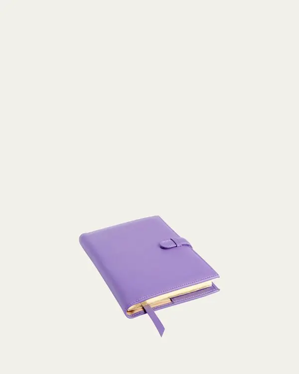 ROYCE NEW YORK Monogrammed Executive Weekly Leather Calendar Planner, Personalized - Purple
