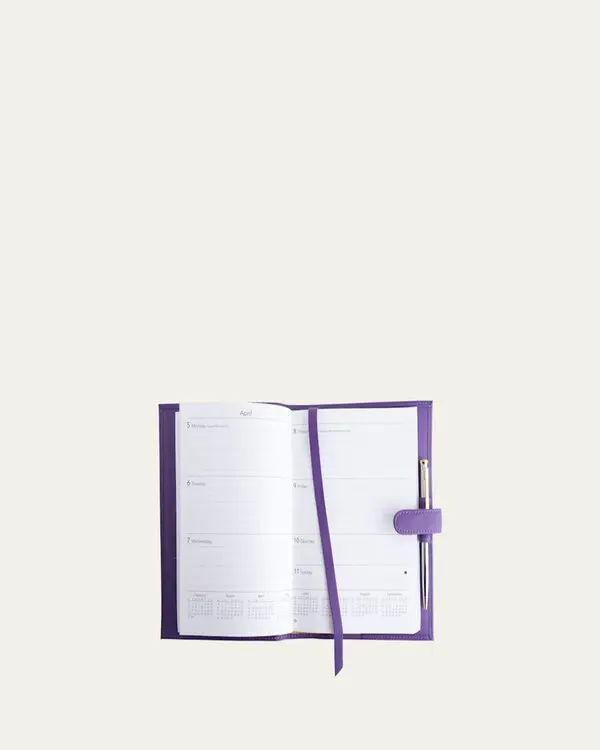 ROYCE NEW YORK Monogrammed Executive Weekly Leather Calendar Planner, Personalized - Purple