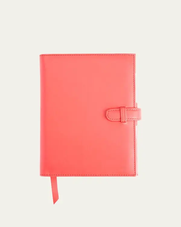 ROYCE NEW YORK Monogrammed Executive Weekly Leather Calendar Planner, Personalized - Red