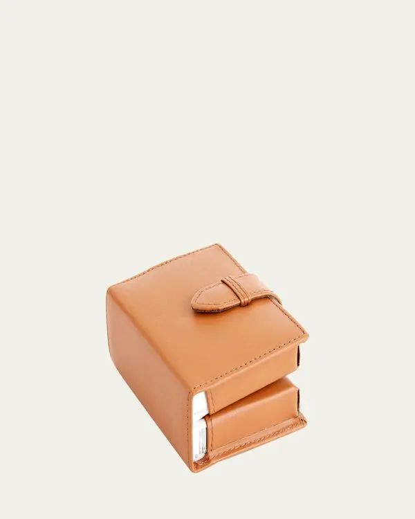 ROYCE NEW YORK Personalized Leather Playing Card Set Holder - Tan