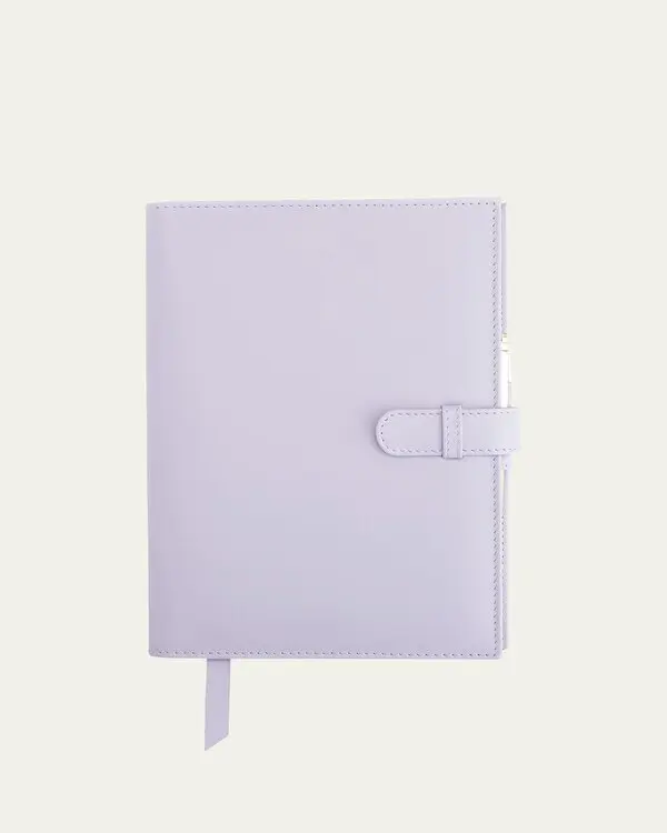 ROYCE NEW YORK Monogrammed Leather Executive Journal With Rollerball Pen, Personalized - Lavender