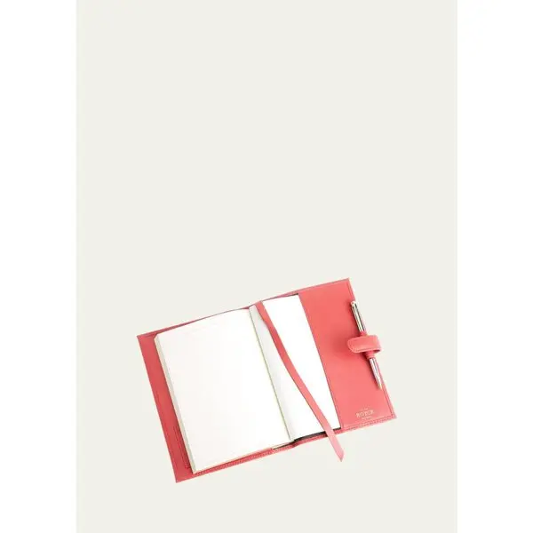 ROYCE NEW YORK Monogrammed Leather Executive Journal With Rollerball Pen, Personalized - Red