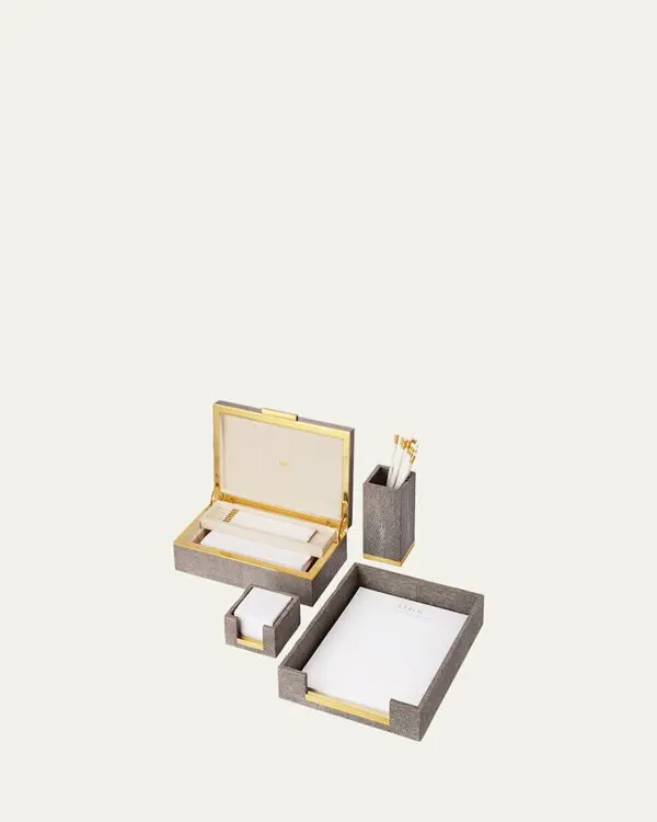 Aerin Faux Shagreen Paper Tray - Chocolate