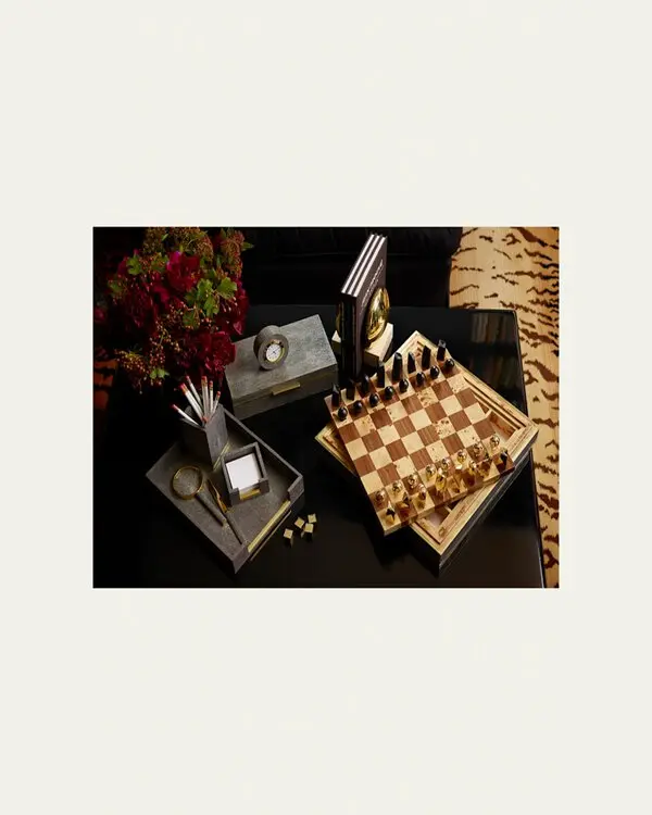 Aerin Faux Shagreen Paper Tray - Chocolate