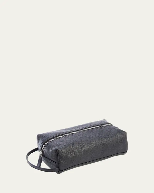 ROYCE NEW YORK Monogrammed Compact Leather Toiletry Bag, Personalized - Black