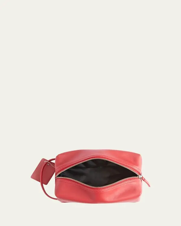 ROYCE NEW YORK Monogrammed Compact Leather Toiletry Bag, Personalized - Red