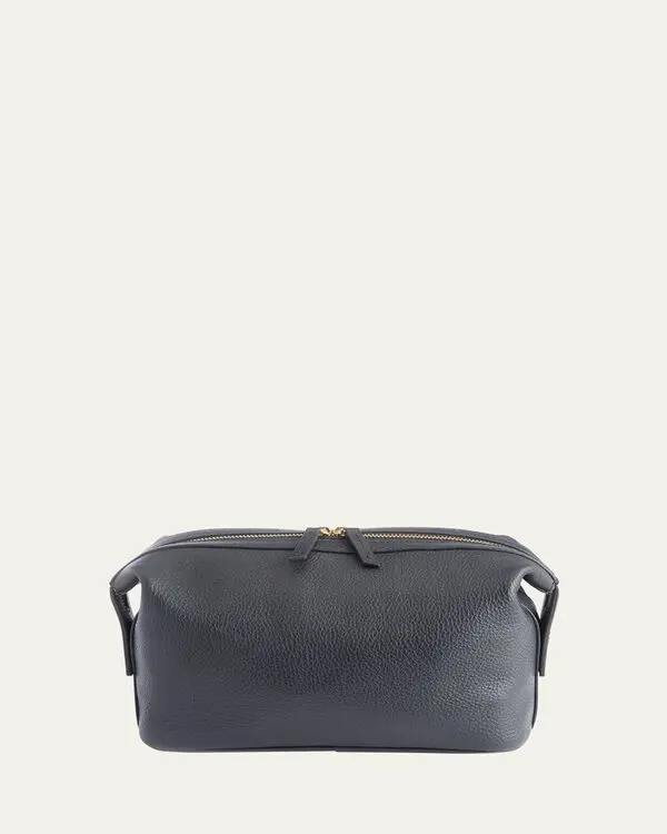 ROYCE NEW YORK Monogrammed Large Leather Toiletry Bag, Personalized - Black