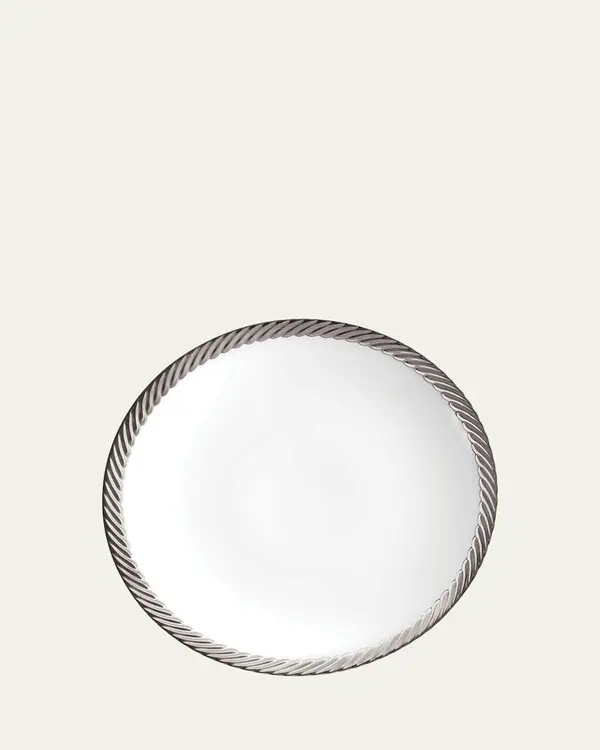L'Objet Corde Platinum-rim Soup Bowl - White/silver