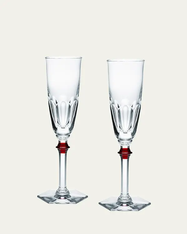 THE MARTHA, BY BACCARAT Harcourt Eve Flute, Set Of 2 - Clear/red