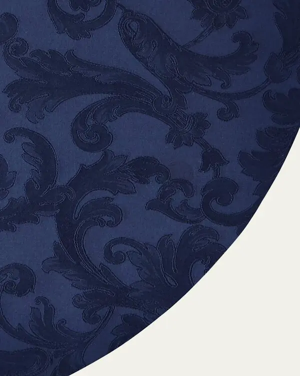 SFERRA Acanthus Jacquard Round Tablecloth, 90"dia - Sapphire