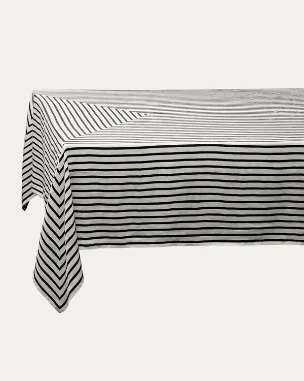 L'Objet Concorde Sateen Tablecloth, Medium, 70" X 90 - Black