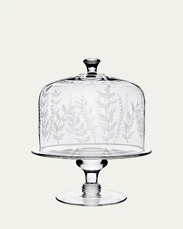 WILLIAM YEOWARD CRYSTAL Fern Cake Stand & Dome