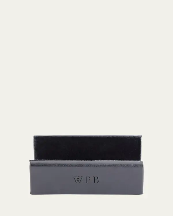 ROYCE NEW YORK Personalized Leather Business Card Display Holder - Black