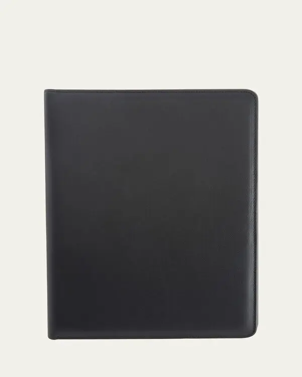 ROYCE NEW YORK Personalized Executive Leather Docut Organizer Folder - Black