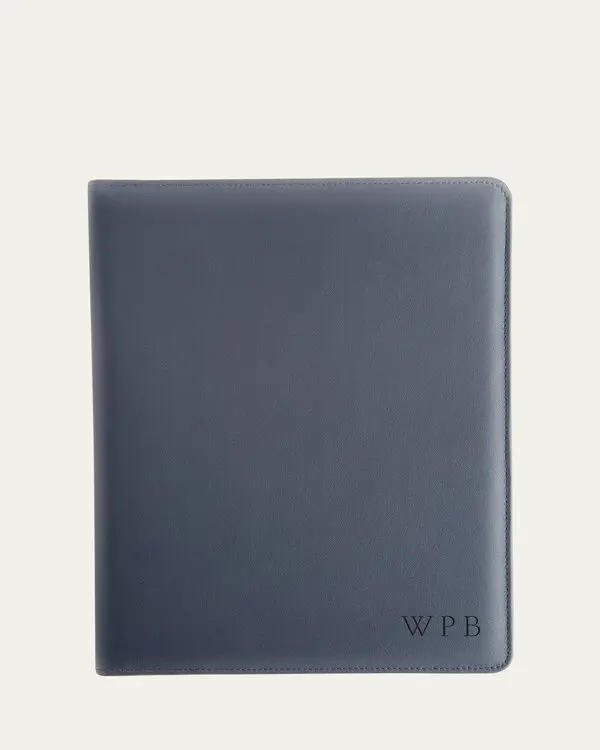 ROYCE NEW YORK Personalized Executive Leather Docut Organizer Folder - Navy Blue
