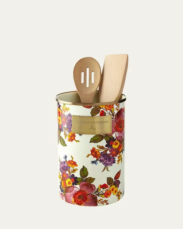 MACKENZIE-CHILDS Flower Market White Utensil Holder - Multi Colors