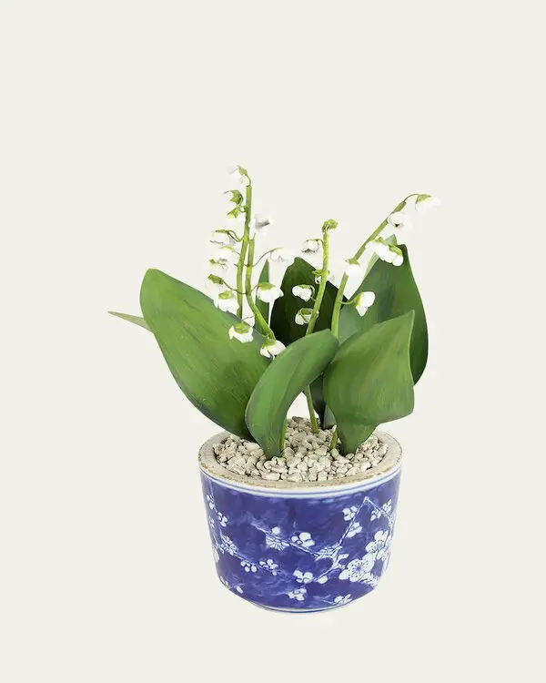 TOMMY MITCHELL Lily Of The Valley May Birth Flower In Ceramic Pot - White