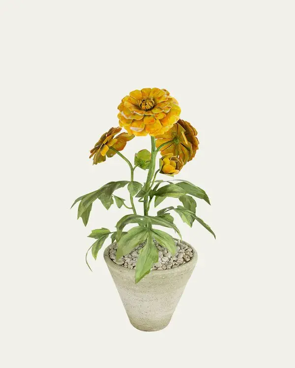 TOMMY MITCHELL Marigold October Birth Flower In White Terracotta Pot - Orange