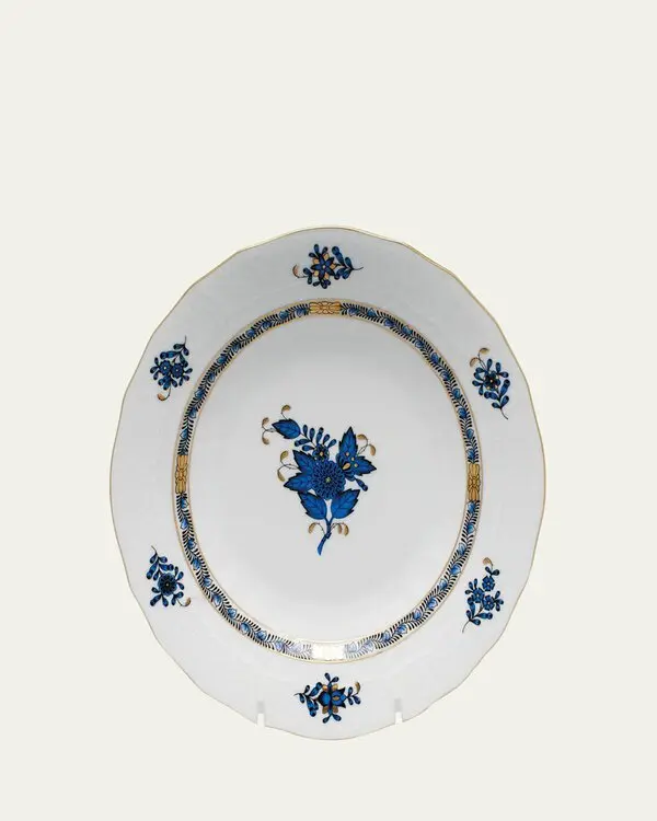 HEREND Chinese Bouquet Black Sapphire Dessert Plate
